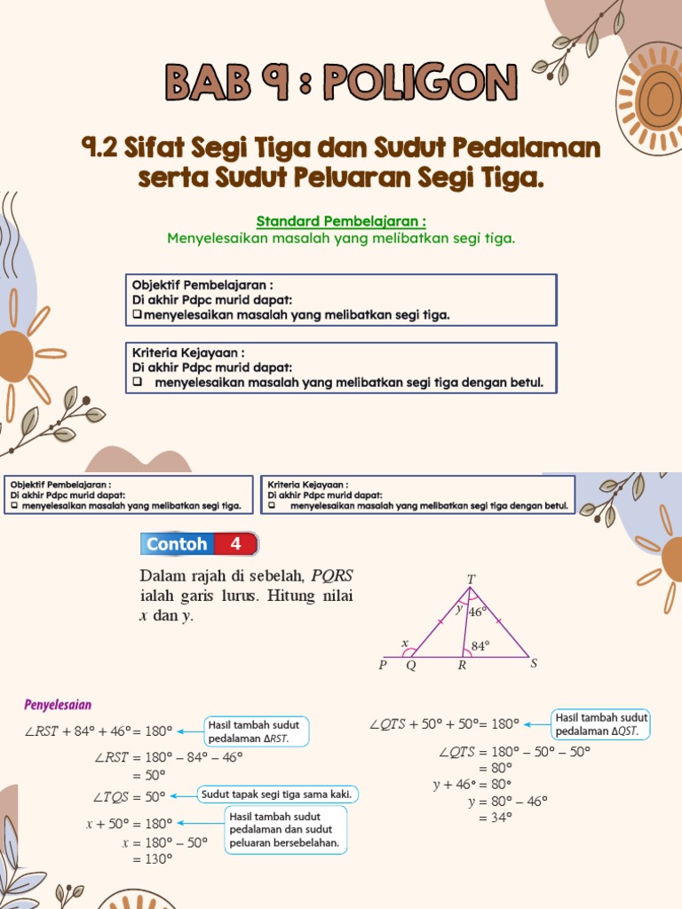 Poligon Asas (Sifat Sisi Tiga, Sudut Pedalaman Dan Peluaran Sisi Tiga) Part 3 | PDF