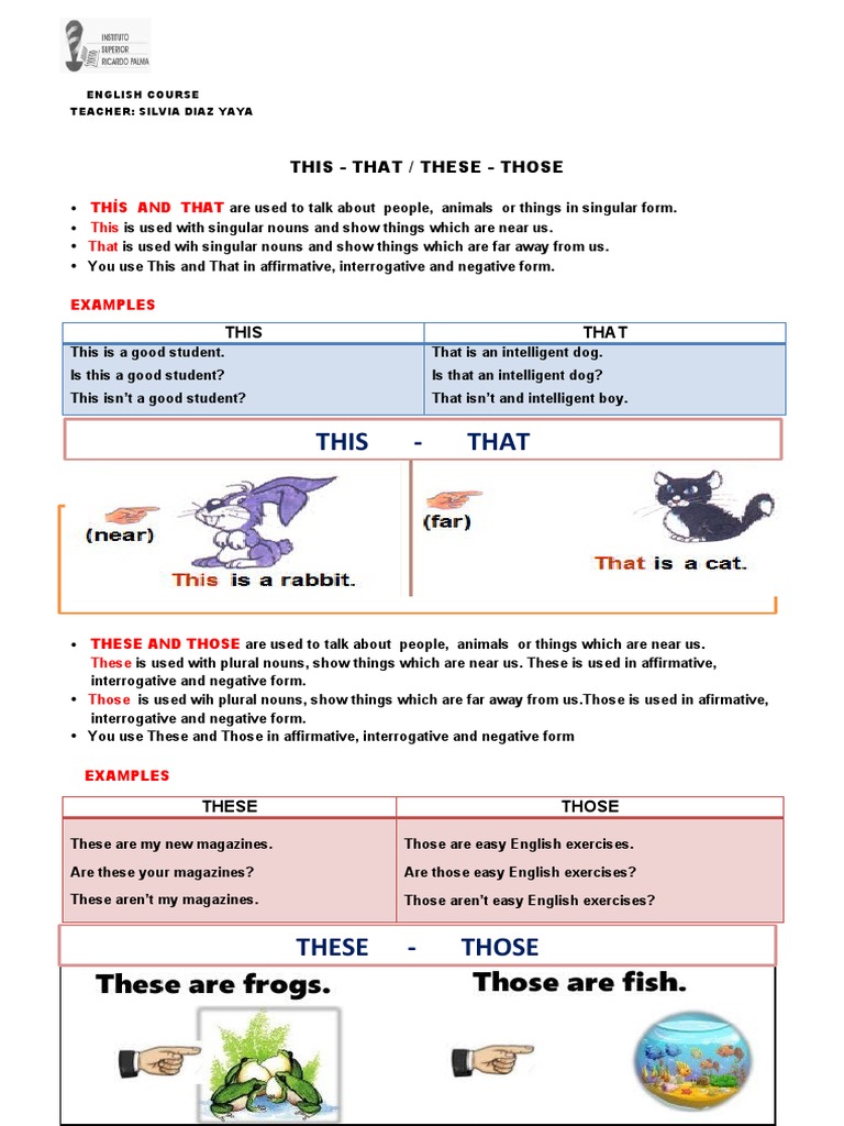 This, That, These, Those Explained | PDF | Language Arts & Discipline
