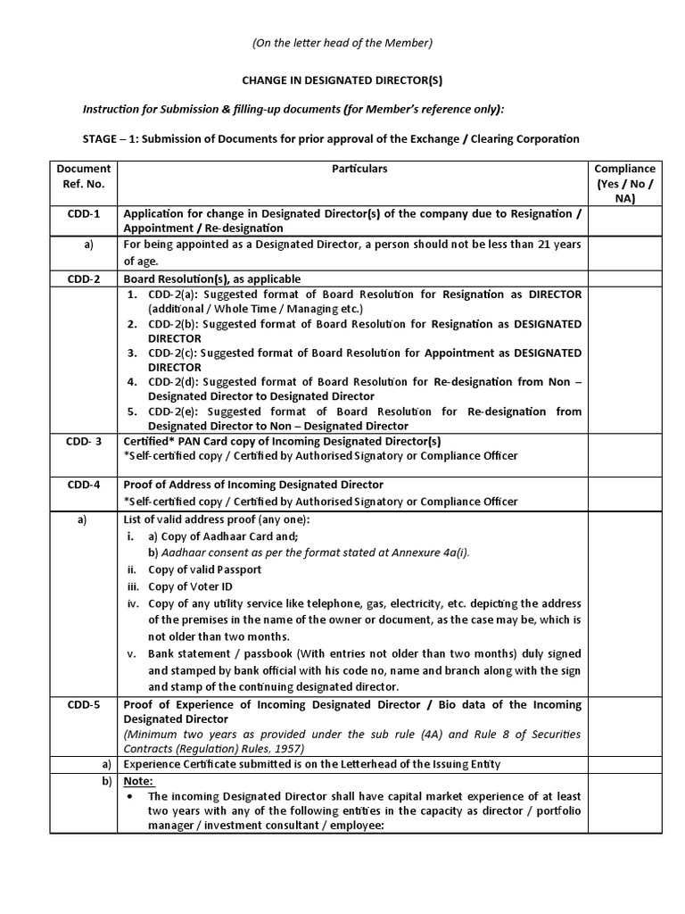 Change in Designated Directors (For Corporates) | PDF | Securities ...
