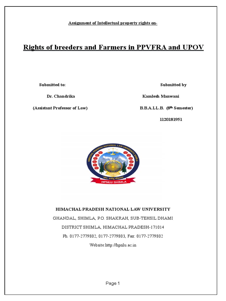 Breeders' and Farmers' Rights in PPVFRA | PDF | Justice | Crime & Violence