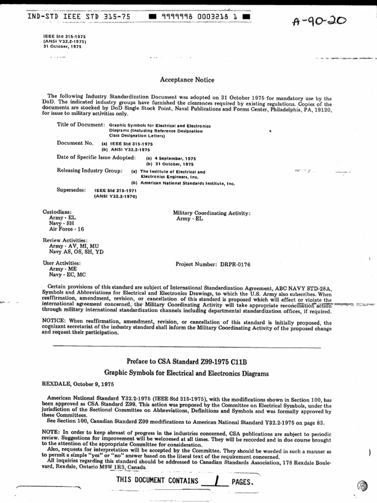 Ansi Ieee 315-1975 | PDF
