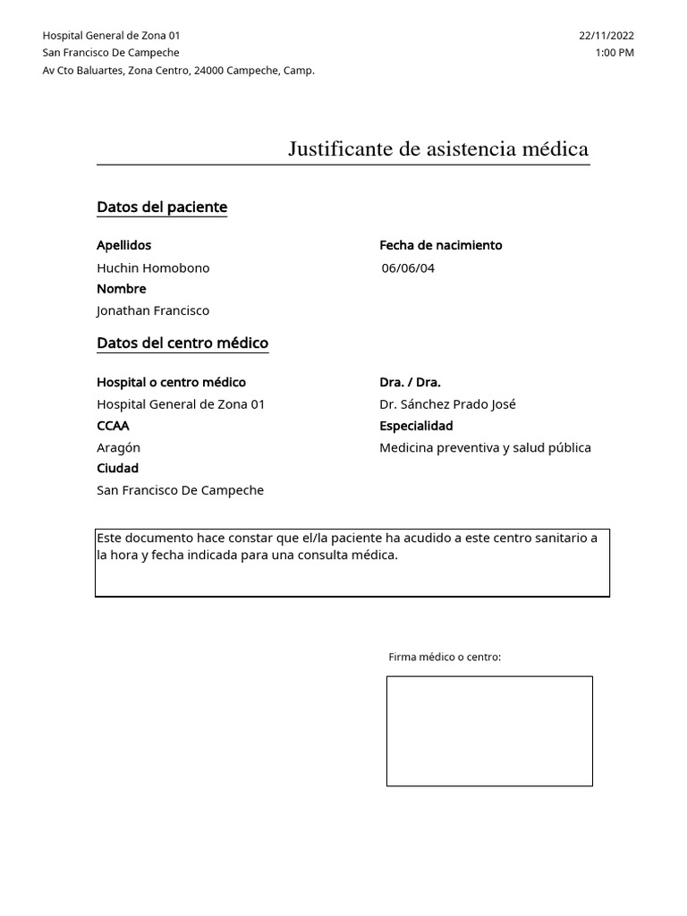 Justificante Medico | PDF
