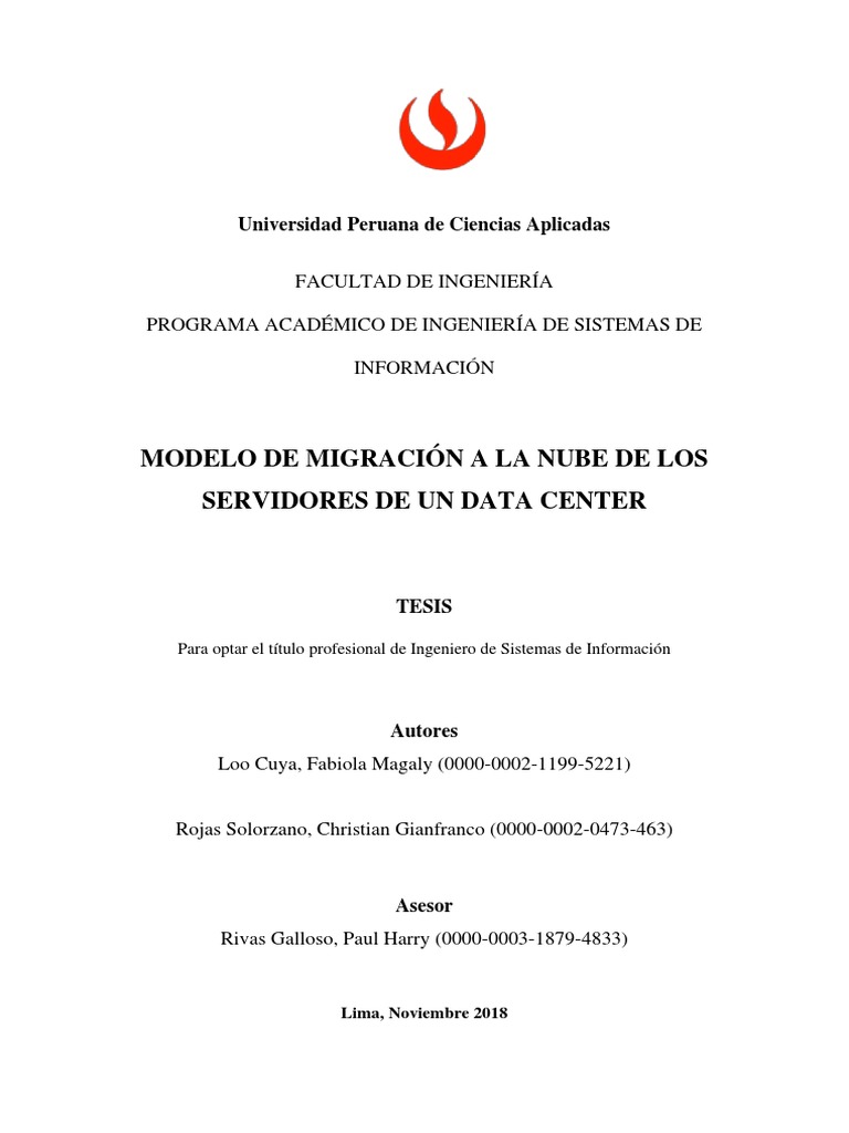 Modelo de migración a la nube de los servidores de un data center: Una propuesta basada en ...