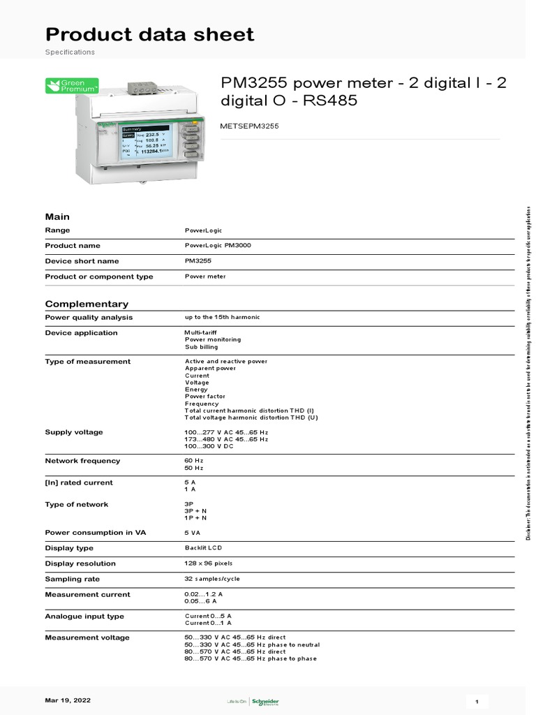 PowerLogic PM3000 Series - METSEPM3255 | PDF