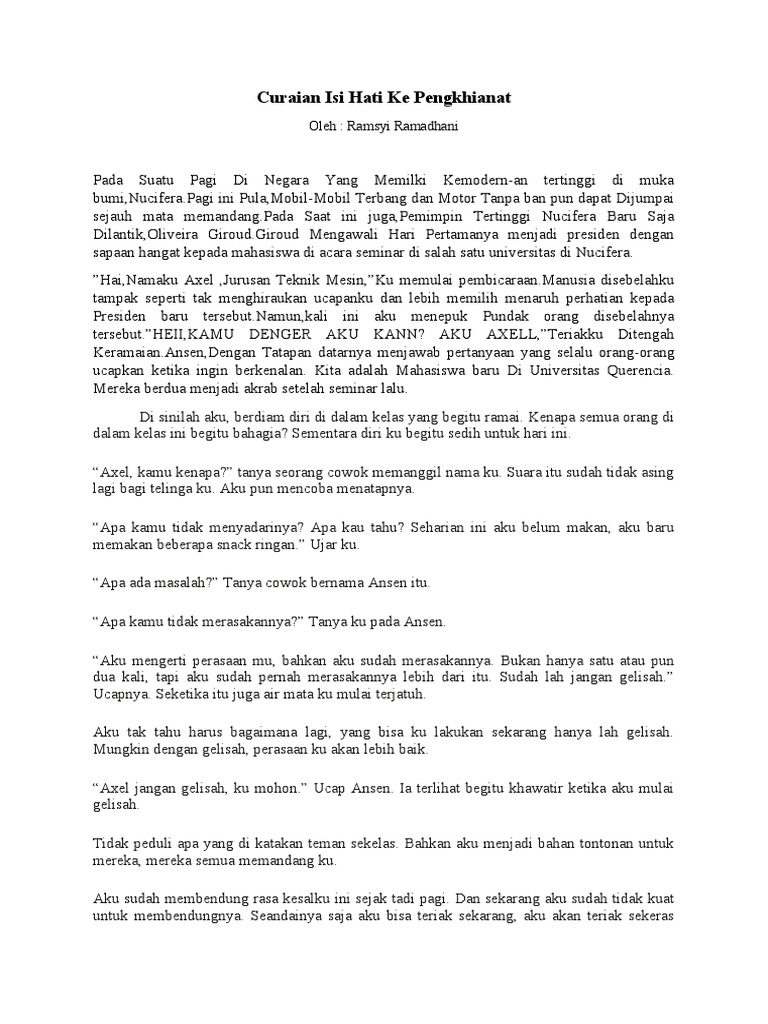 Curaian Isi Hati Ke Pengkhianat - Cerpen | PDF