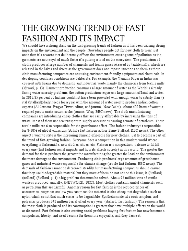 Fast Fashion's Environmental Impact | PDF | Fashion | Clothing