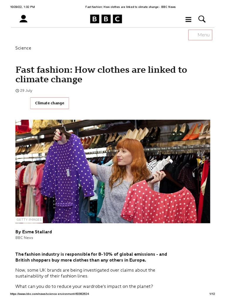 Fast Fashion - How Clothes Are Linked To Climate Change - BBC News | PDF