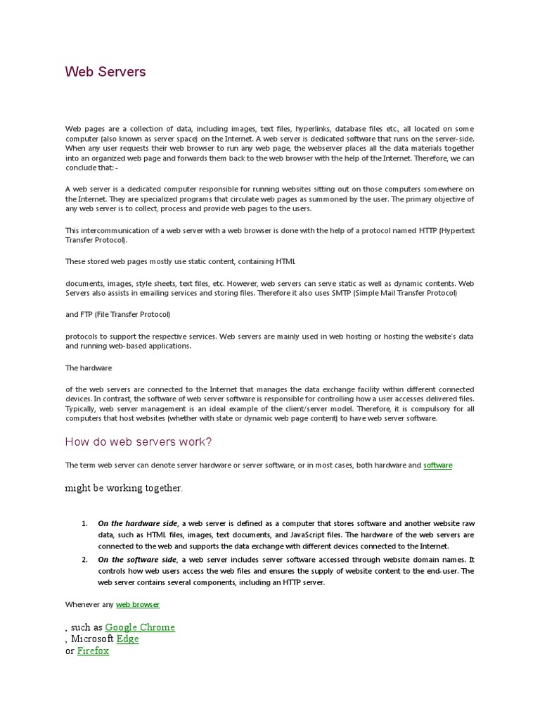 Web Server | PDF | World Wide Web | Internet & Web