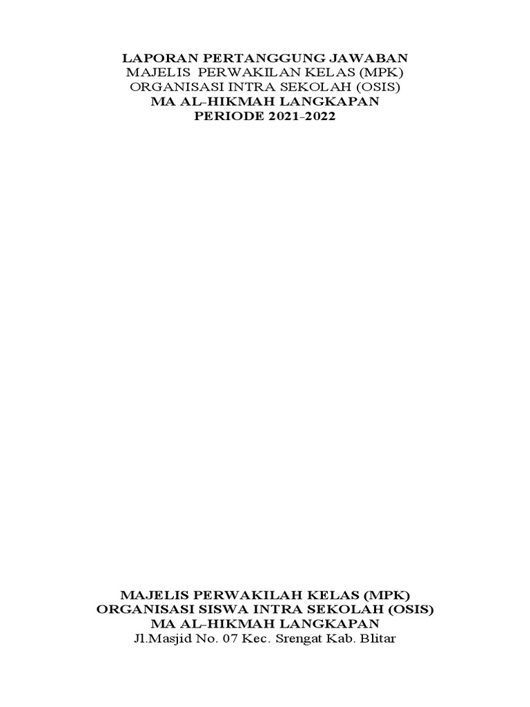 LPJ Akhir Jabatan Osis 21.22 | PDF