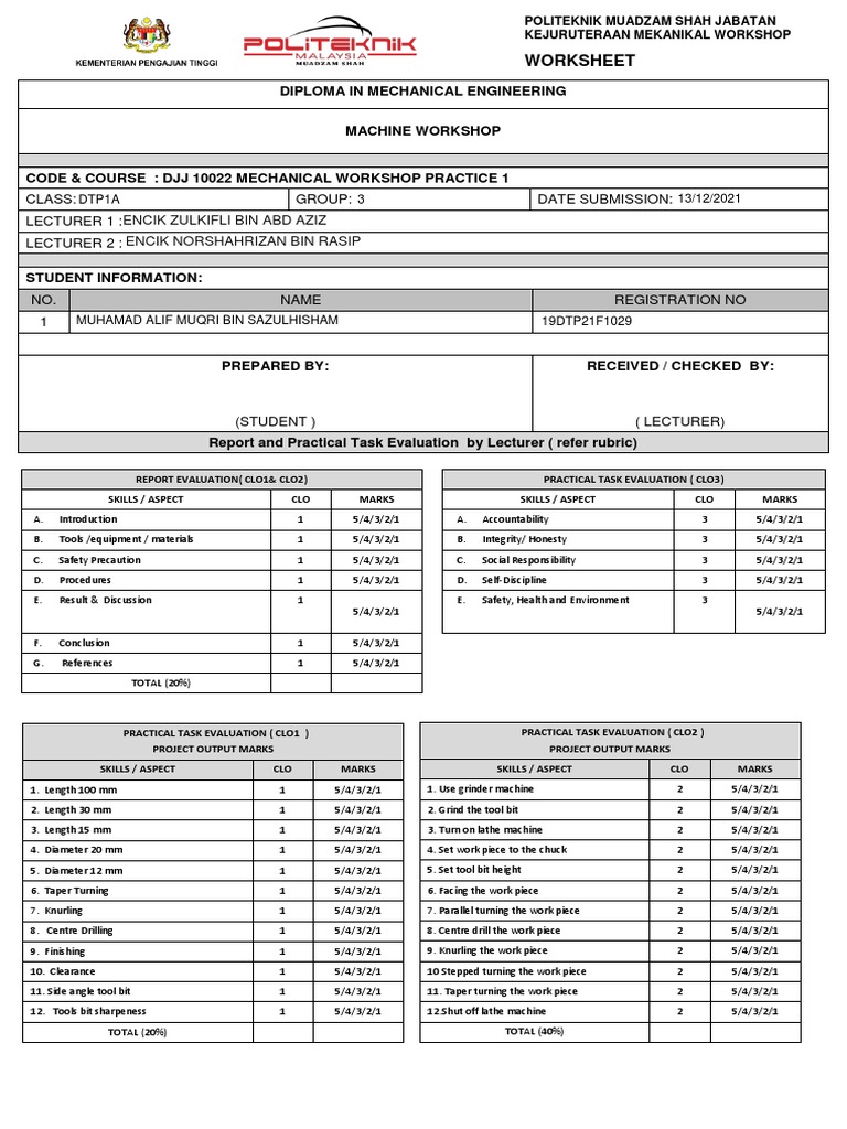 DJJ10022 Front Page and Report Format | PDF | Technology & Engineering