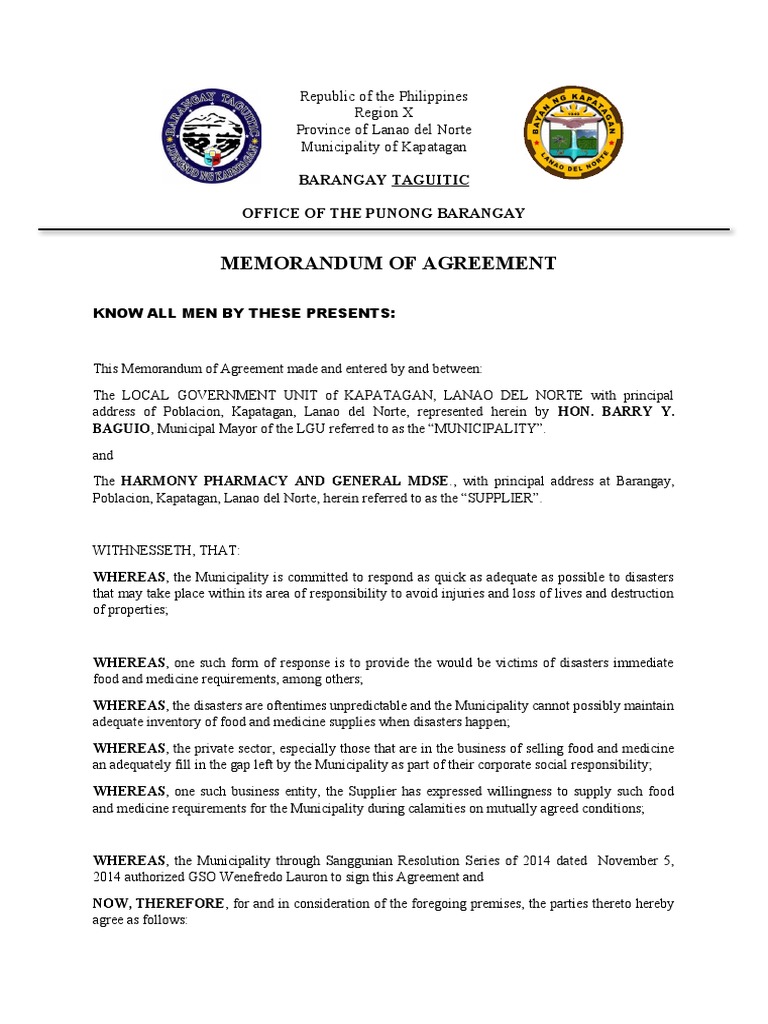 Memorandum of Agreement Finall | PDF