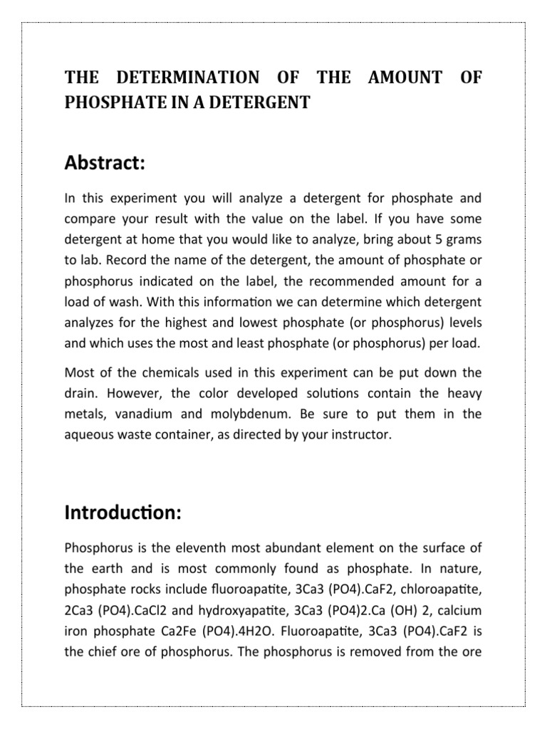 Analysis of Phosphate Content in Detergents Reveals Variations Between ...