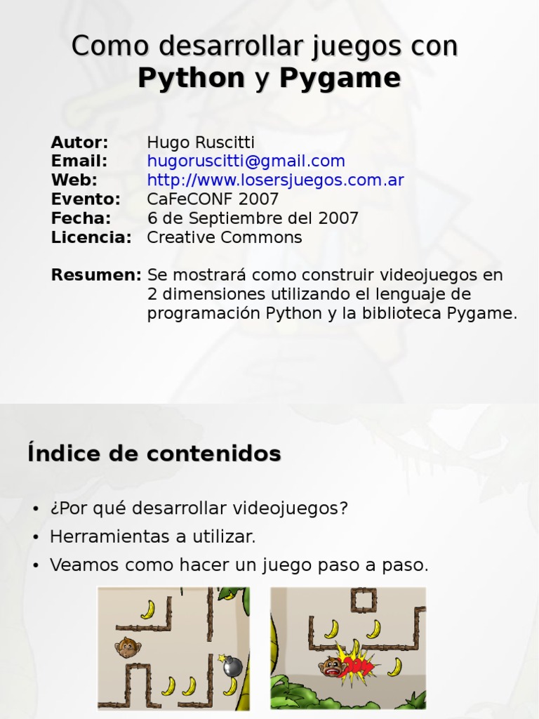Como Desarrollar Juegos Con Pygame Y Python Pdf Python Lenguaje De Programación