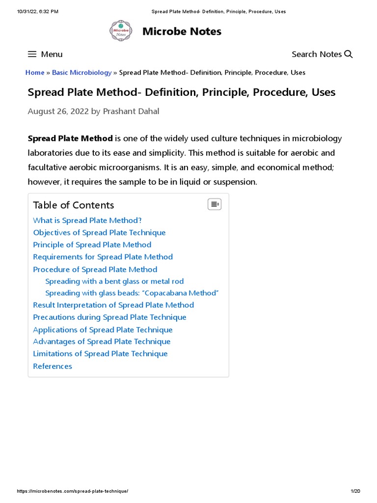 Spread Plate Method - Definition, Principle, Procedure, Uses | PDF ...