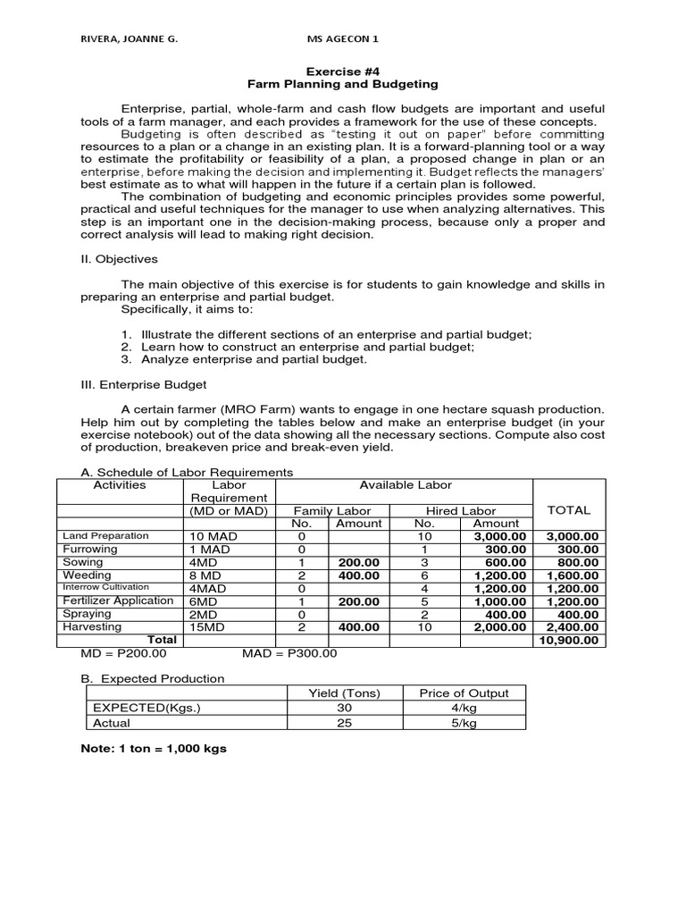 Enterprise and Partial Budget | PDF