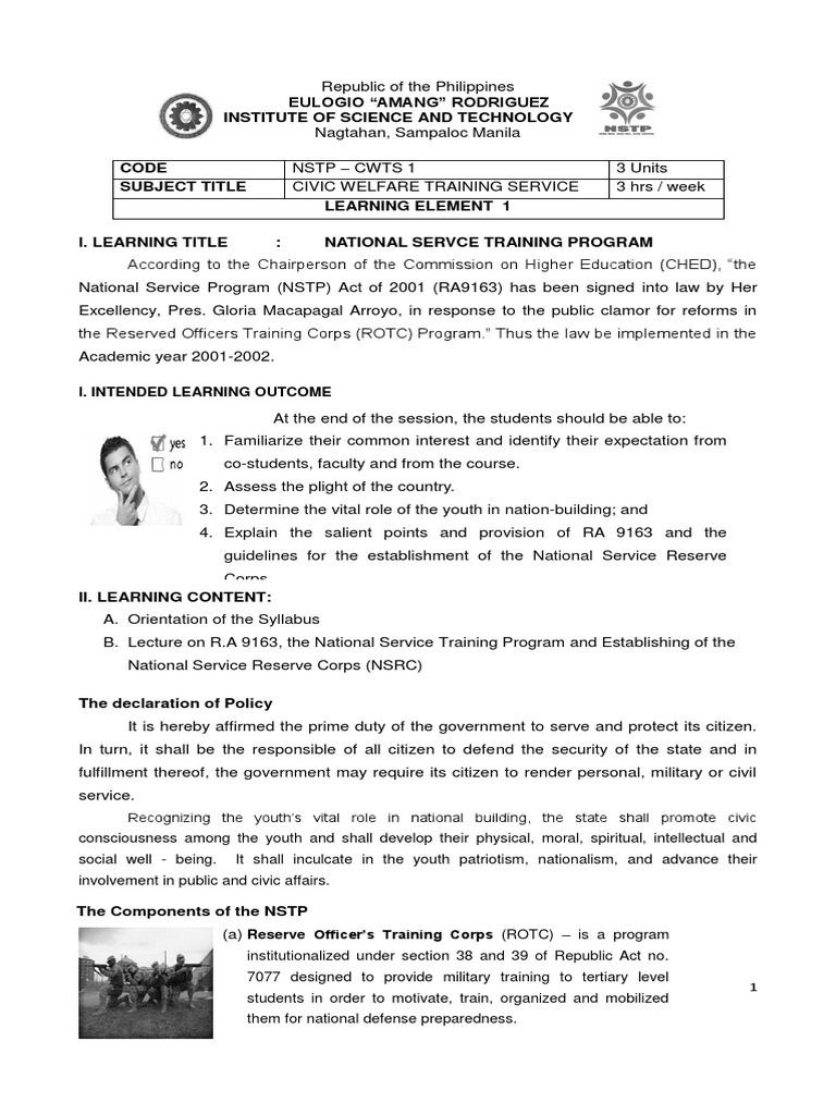 Implementing the National Service Training Program Act: An Overview of ...