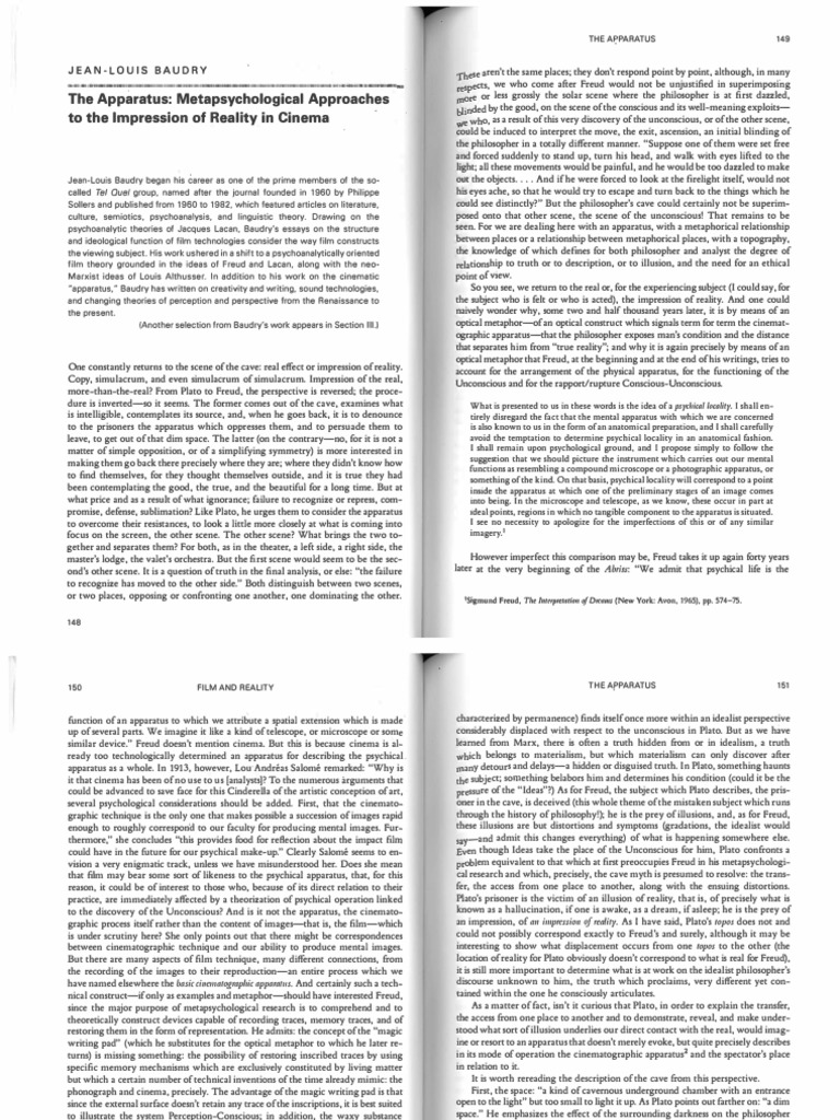 The Apparatus: Metapsychological Approaches to the Impression of ...