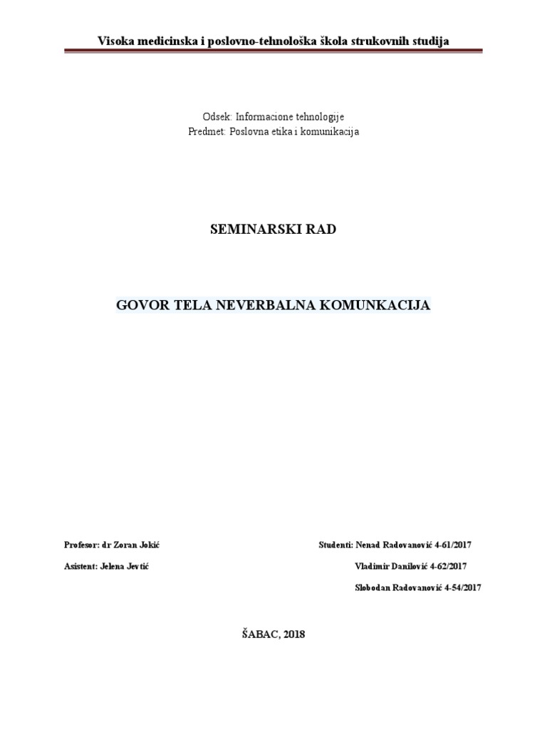 Govor Tela Neverbalna Komunikacija | PDF