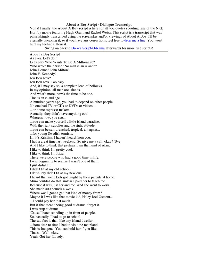 Script About A Boy | PDF
