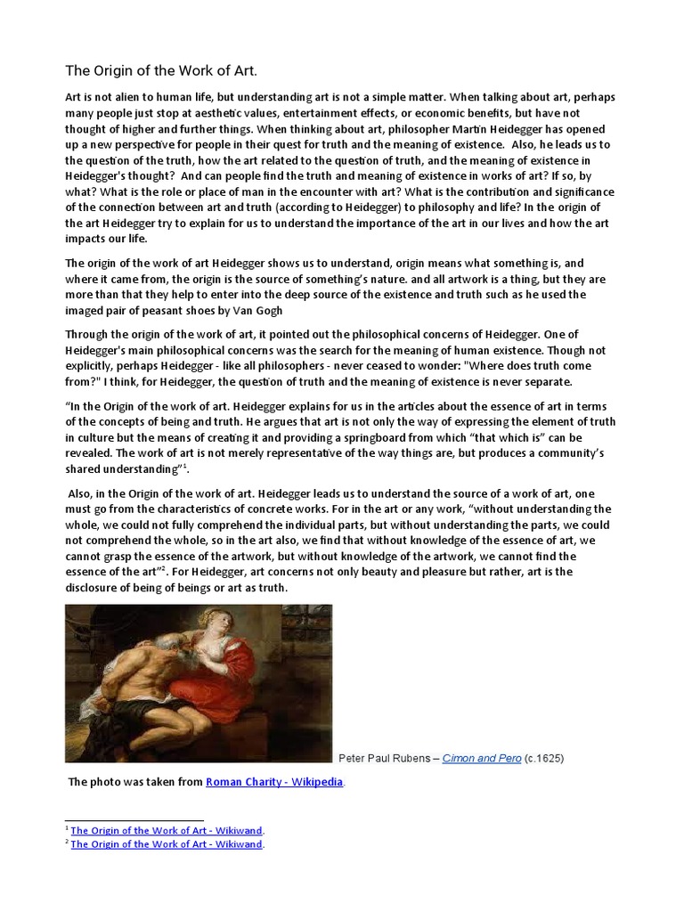 The Origin of The Work of Art | PDF | Aesthetics | The Arts