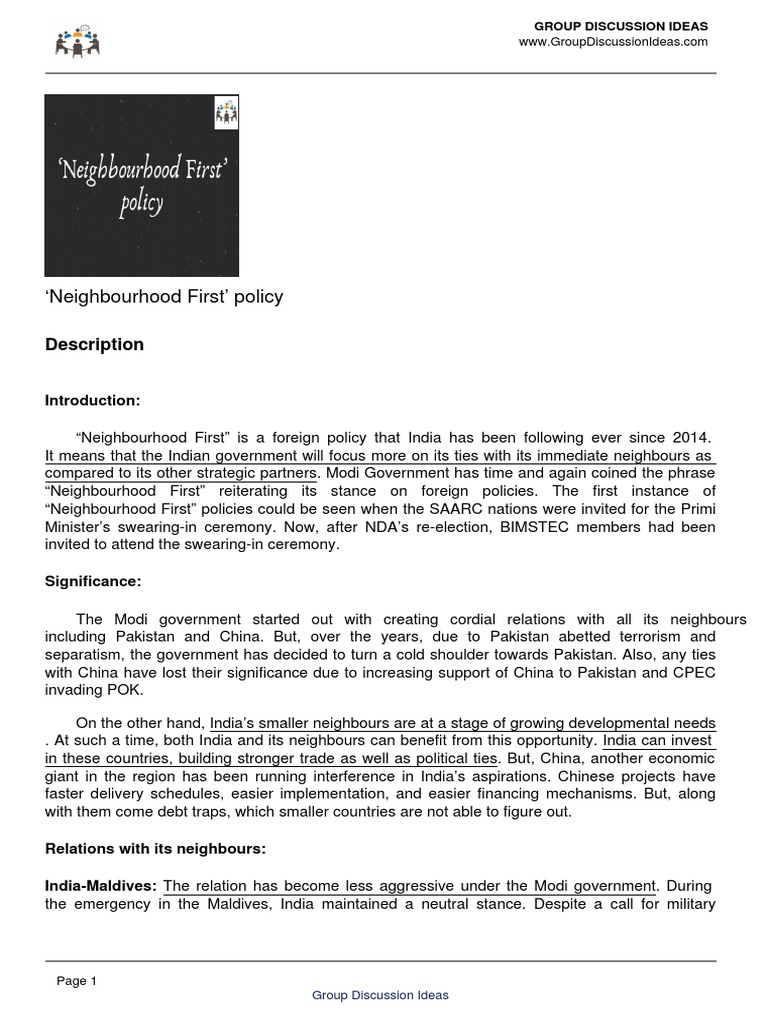 Neighbourhood First' Policy | PDF