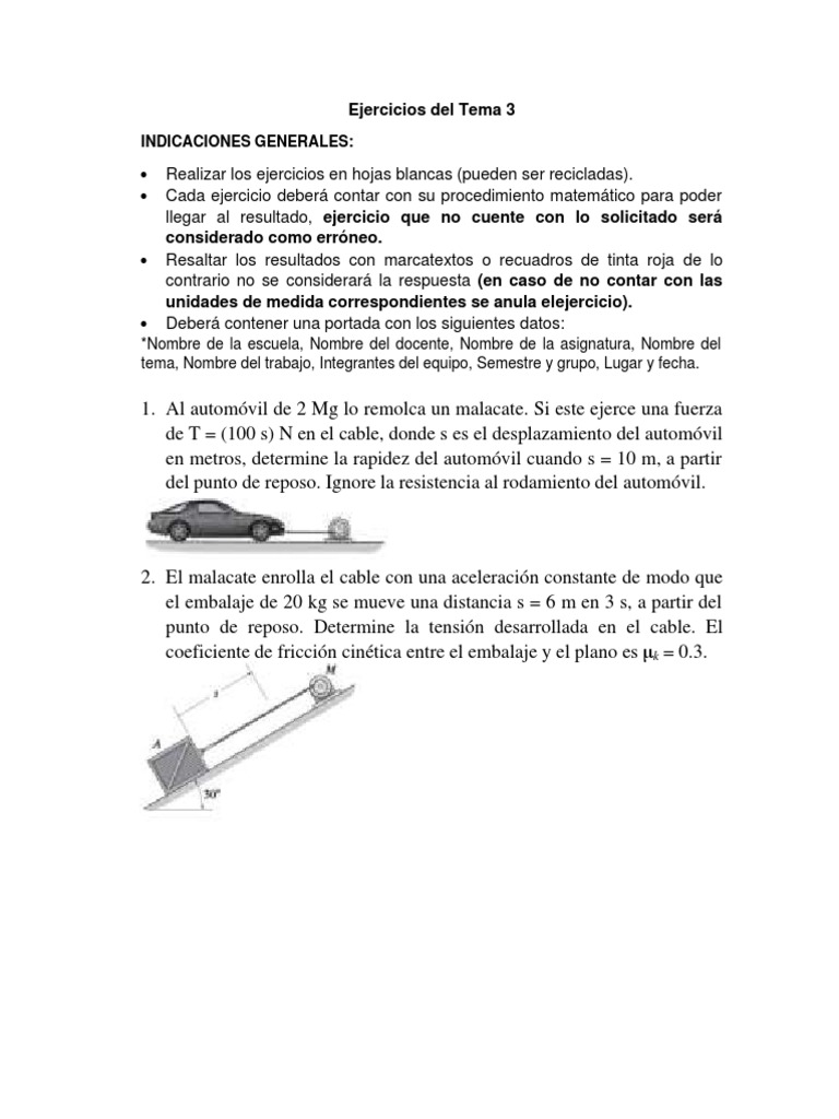 Ejercicios Tema 3 | PDF | Fricción | Ingeniería mecánica
