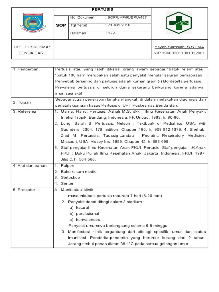 Sop Pertusis | PDF