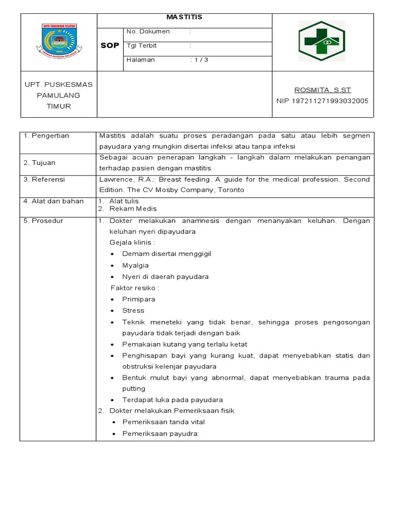 Sop Mastitis | PDF