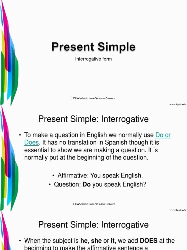 Present Simple Interrogative Form Unit 2 C | PDF | Question | English ...