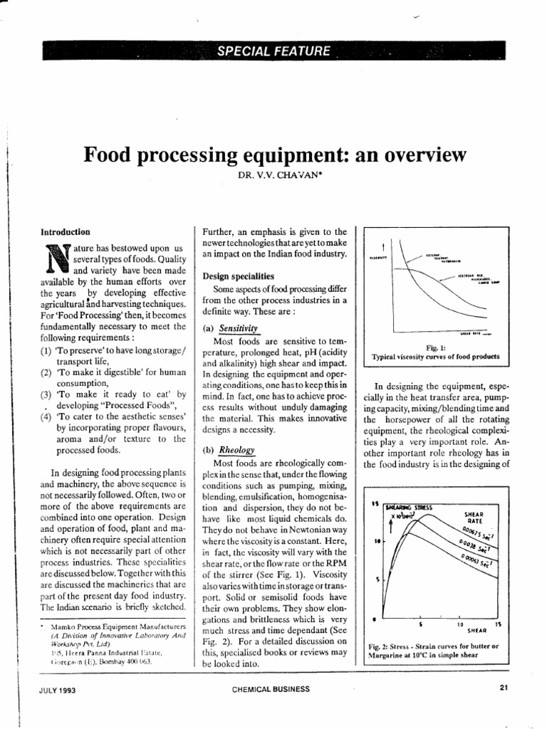Food Processing Equipment | PDF | Rheology | Strength Of Materials