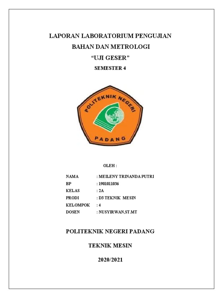 Laporan Lab - Bahan Uji Geser Sem 4 (Meilenytp) | PDF