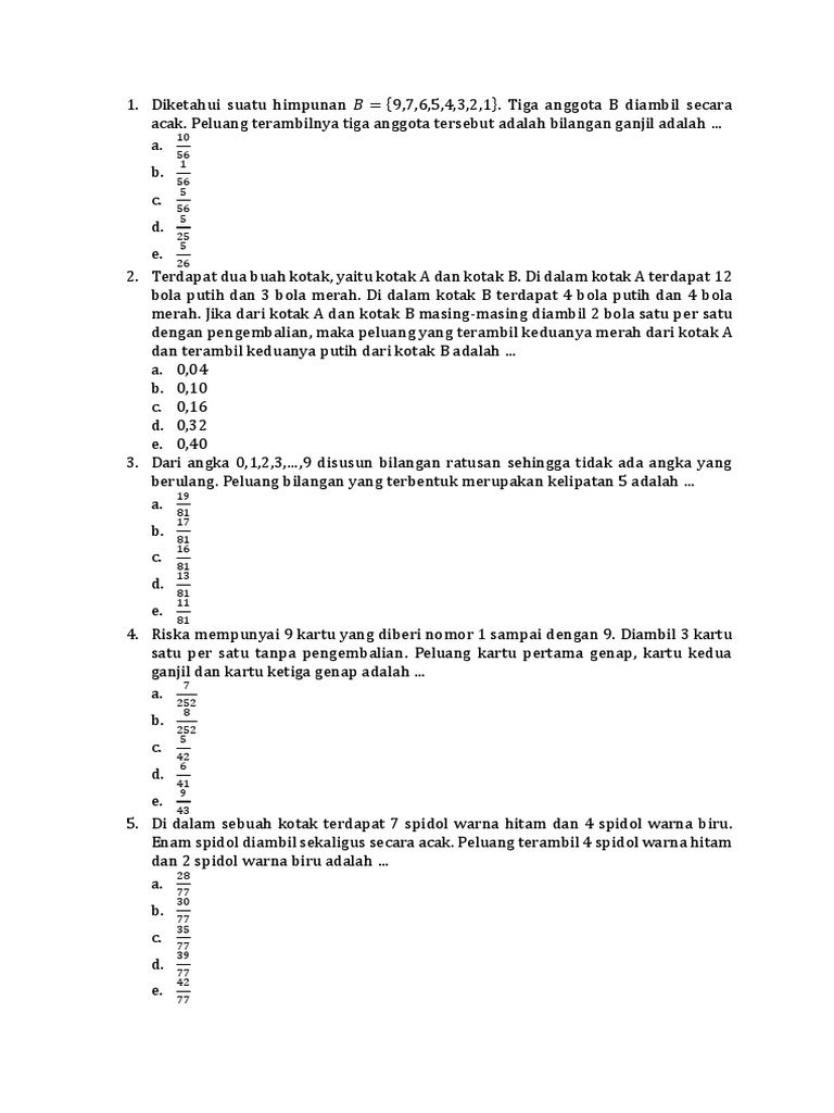 Soal Uh Peluang | PDF