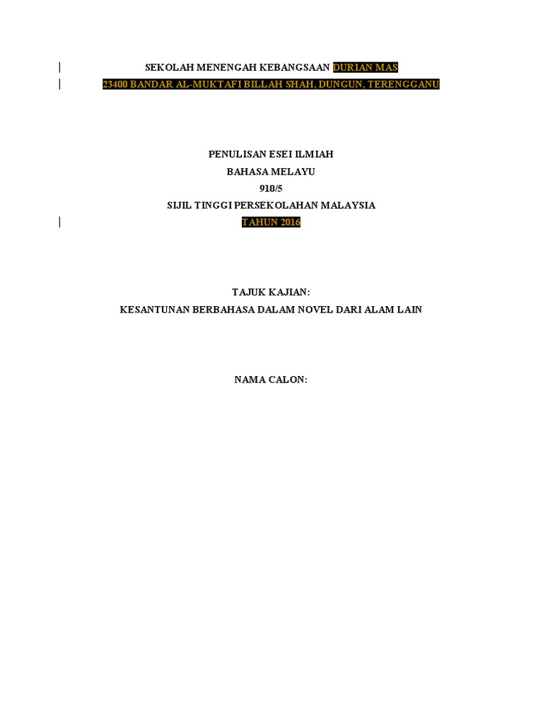 6.2 Contoh Penulisan Esei Ilmiah (Komen KP) | PDF