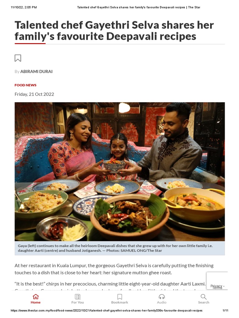 Talented Chef Gayethri Selva Shares Her Family's Favourite Deepavali ...