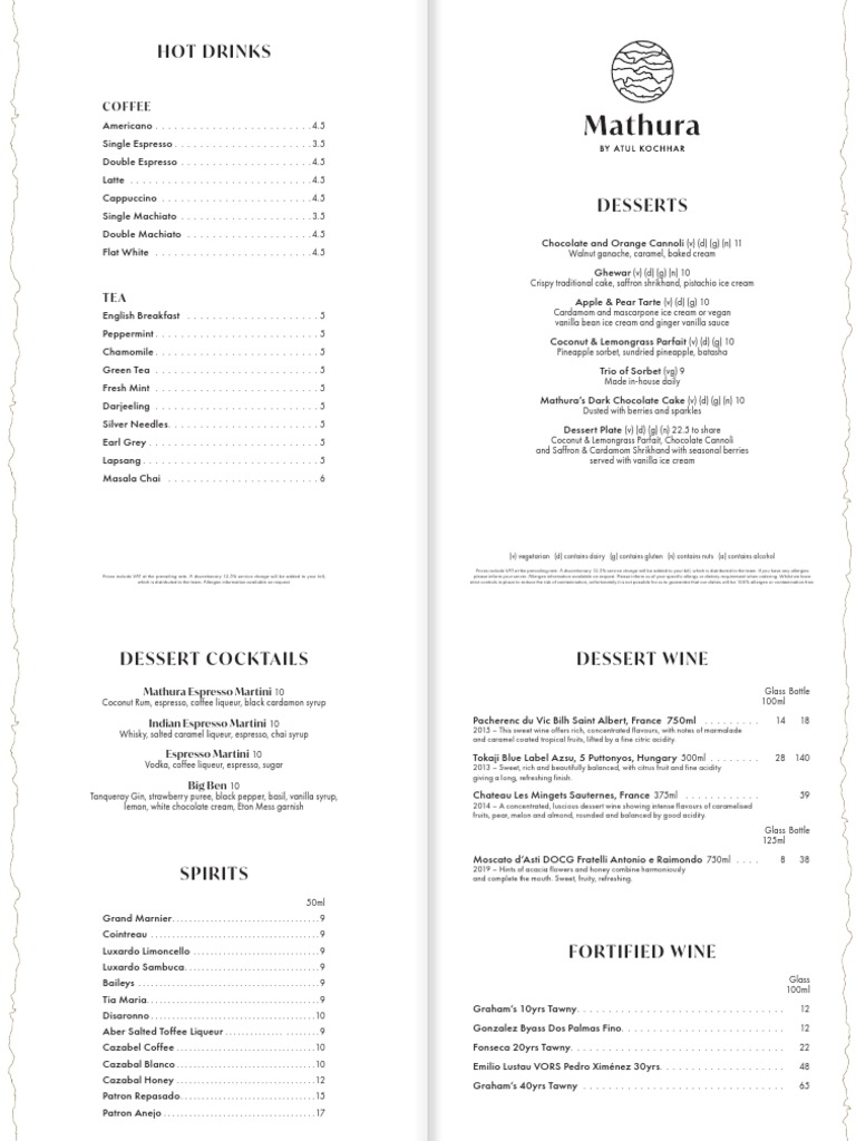Mathura Dessert Menu A5 01 22 Web | PDF | Foods | Food And Drink