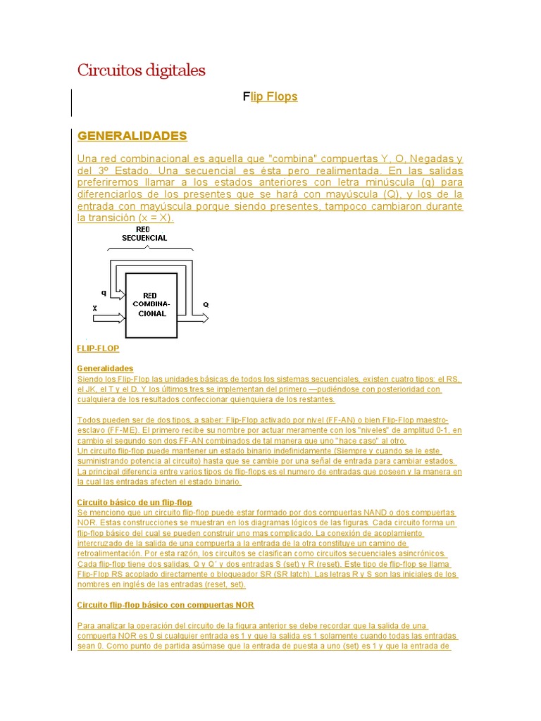 Circuitos Digitales Flip Flop | PDF | Puerta lógica | Electricidad