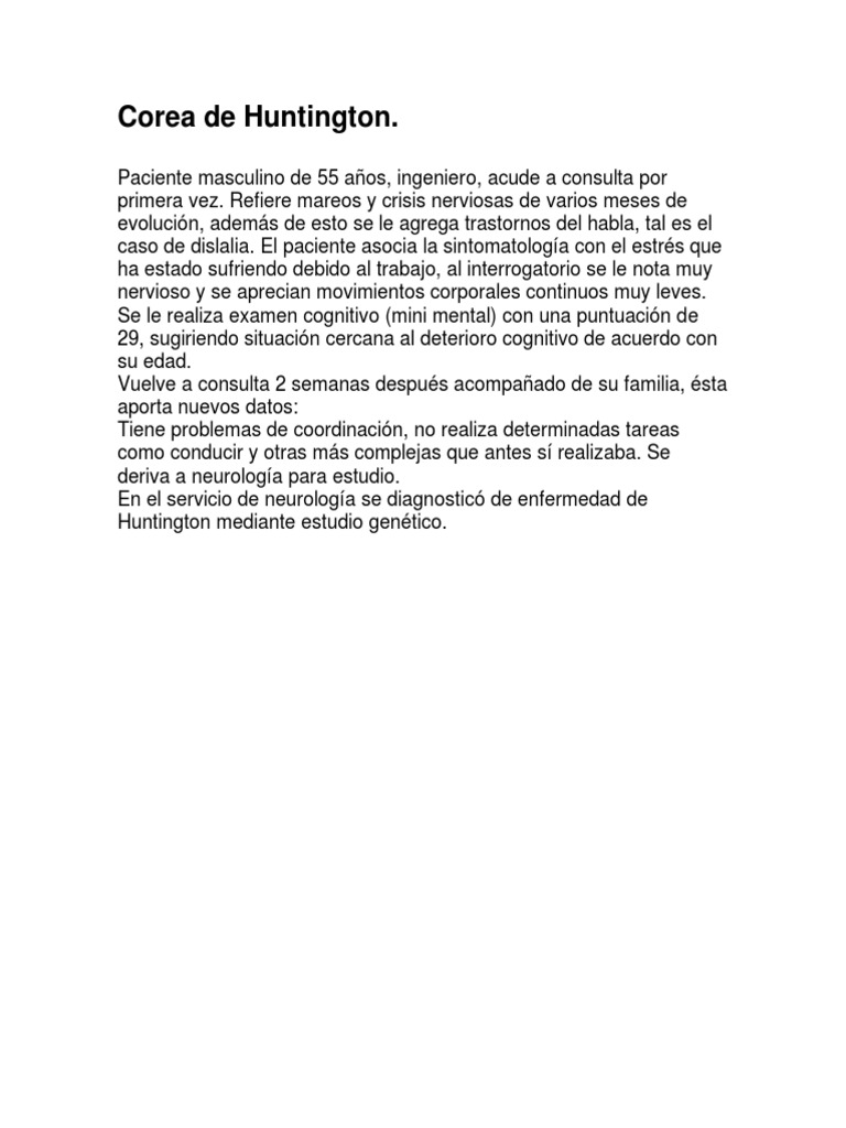 Corea de Huntington | PDF | Relaciones personales, crianza y desarrollo ...