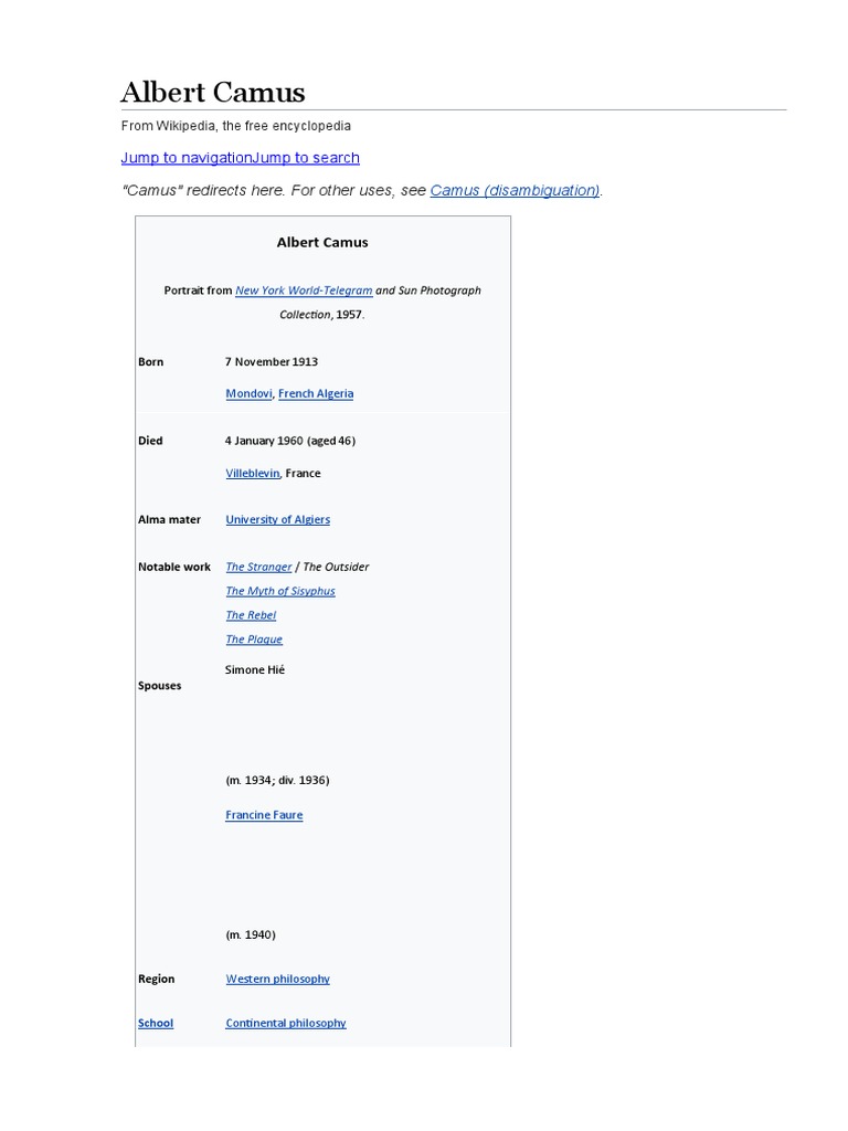 Albert Camus Introduction | PDF | Albert Camus | Philosophical Movements