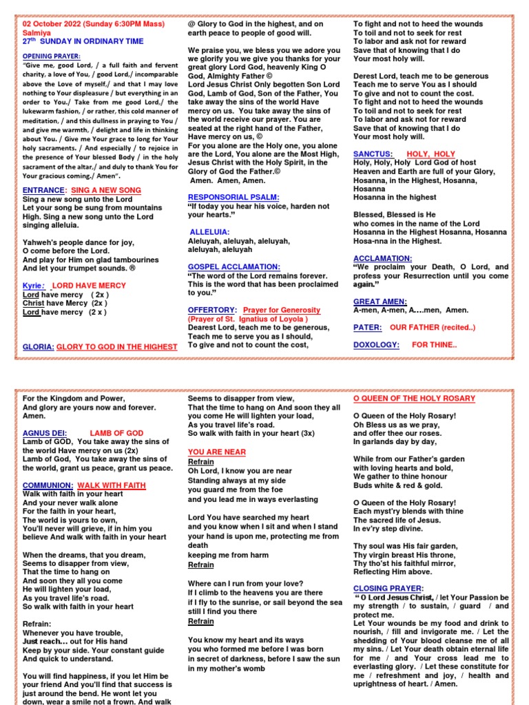 27th Sunday in Ordinary Time - 2022 | PDF | Christian Worship And ...