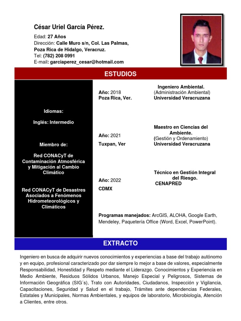 Curriculum César Uriel García Pérez. | PDF | Entorno natural | Residuos
