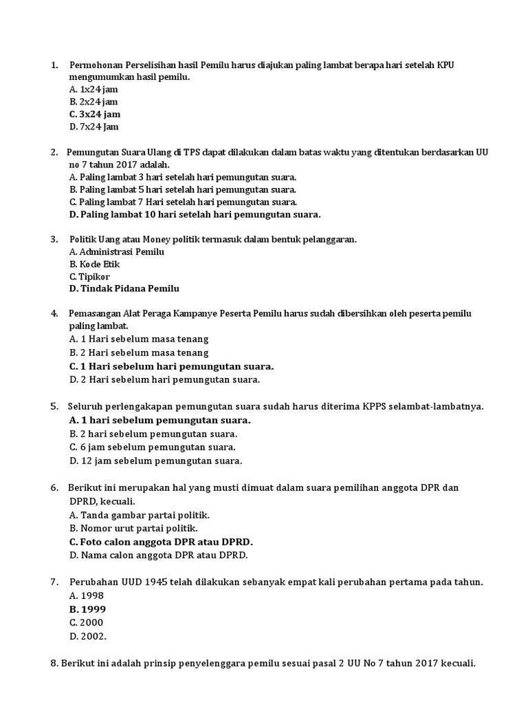 Soal Tes PPK Dan PPS Lengkap Jawabannya Pemilu 2024 | PDF