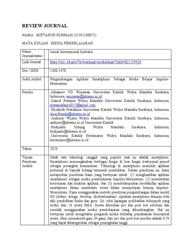 Review Journal 1 | PDF