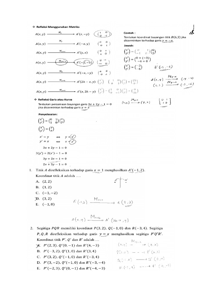 Transformasi Geometri Refleksi | PDF