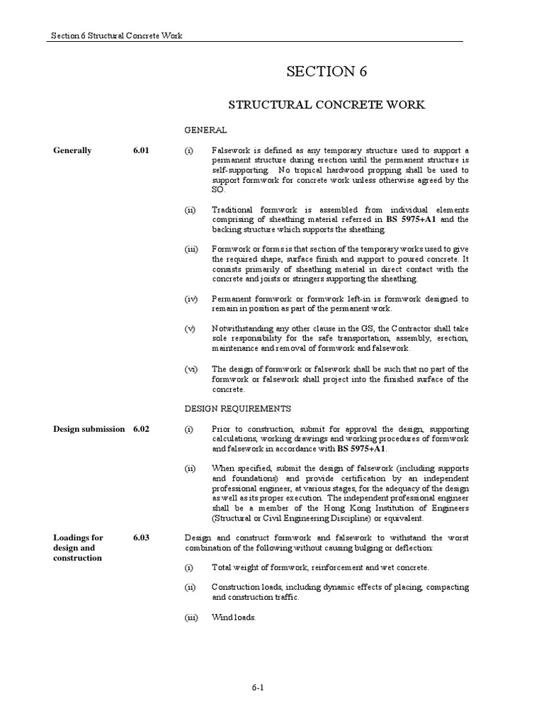 Section 6 - Structural Concrete Work | PDF | Concrete | Stress (Mechanics)