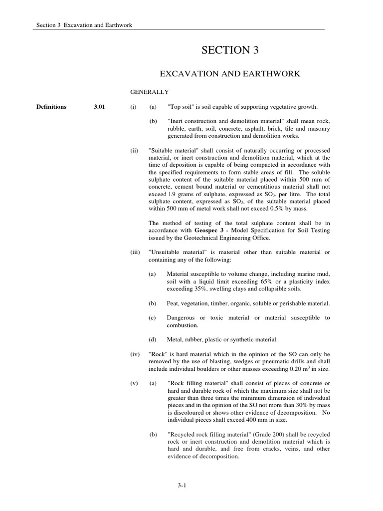 Section 3 - Excavation and Earthwork | PDF | Drainage | Concrete