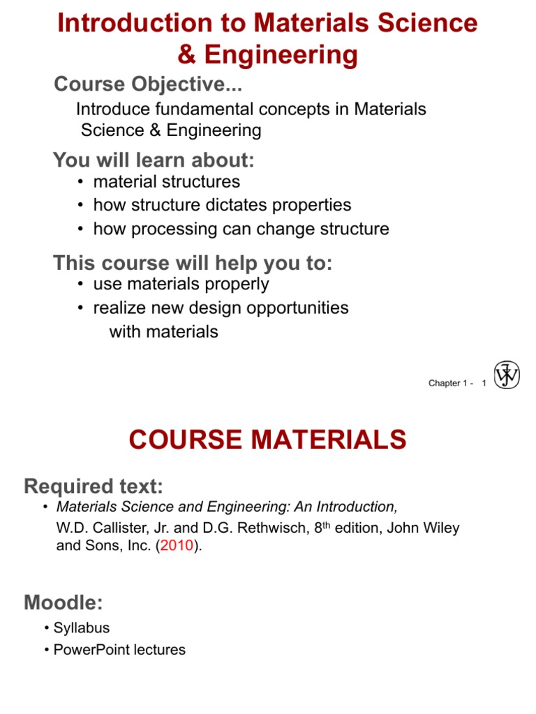 Ch01-Introduction To Materials Science | PDF | Materials Science | Metals