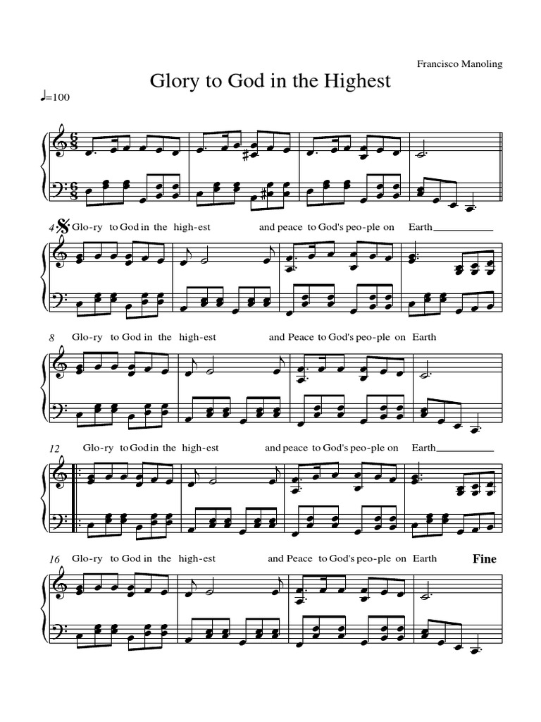 Glory To God in The Highest Francisco Manoling | PDF