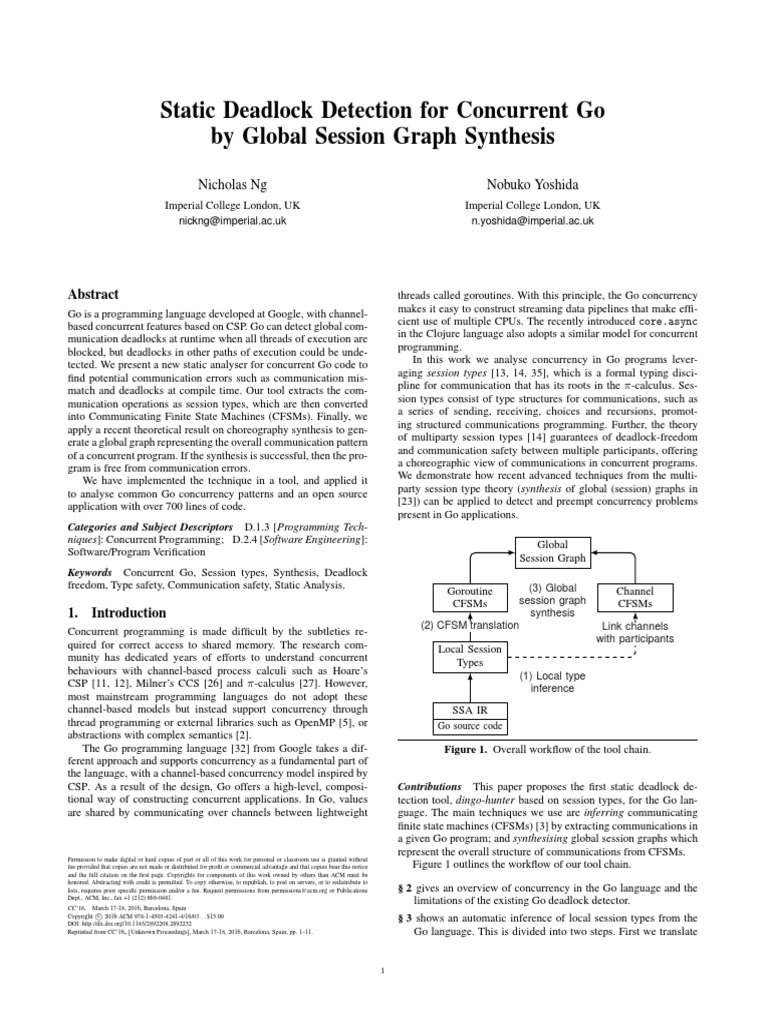 Static Deadlock Detection For Concurrent Go | PDF | Computer Programming | Software Engineering