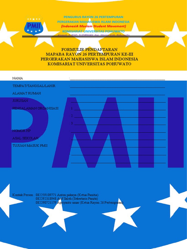 Formulir Pendaftaran Mapaba | PDF