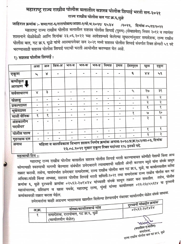 SRPF GR 6 Dhule | PDF
